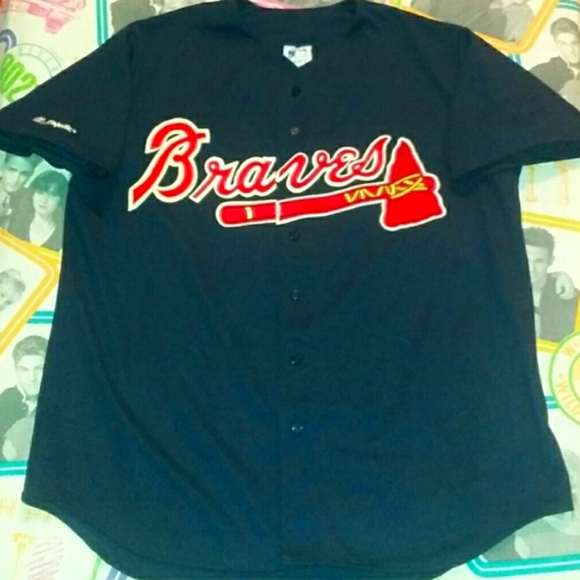 Majestic | Shirts | 8s Atlanta Braves Authentic Majestic Jersey | Poshmark